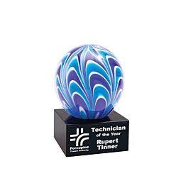 5" Glass Award | Two-Tone Blue & White Sphere