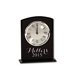 Personalized Black Clock | Engraved Glass Mantel Clock | Housewarming ...